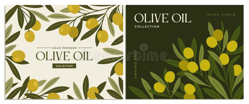 Olive Oil Poster Set. Advertising Banners with Olive Tree Branches ...