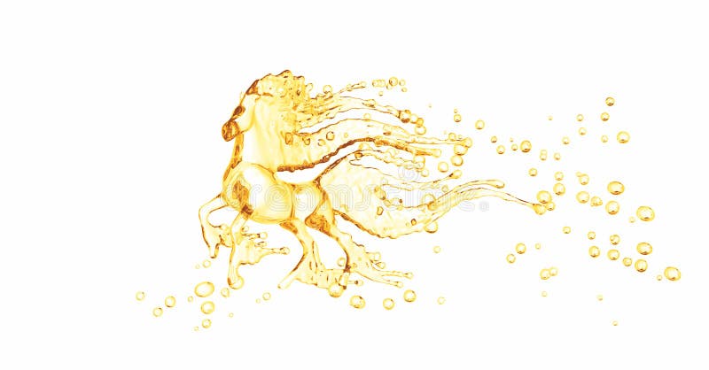 Olive Oil Splash or Engine Oil Shape Horse, Abstract Background ...