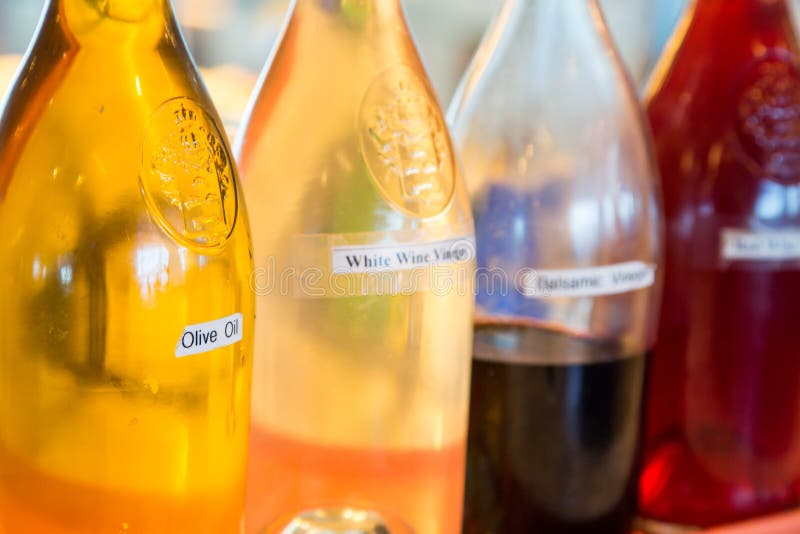 Balsamic Vinegar and Olive Oil on Table Stock Image - Image of dressing ...