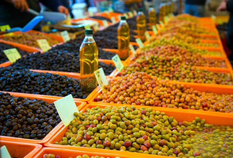 Olive on Open Market Bazaar Stock Photo - Image of appetizing ...