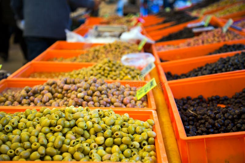 Olive on Open Market Bazaar Stock Photo - Image of flavor, provence ...