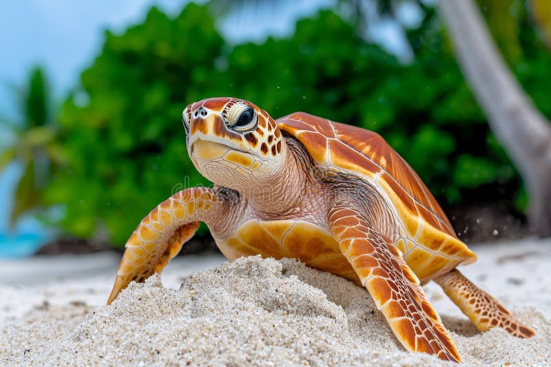 An Olive Ridley Sea Turtle Creating a Burrow in Oaxaca, Mexico. Stock ...