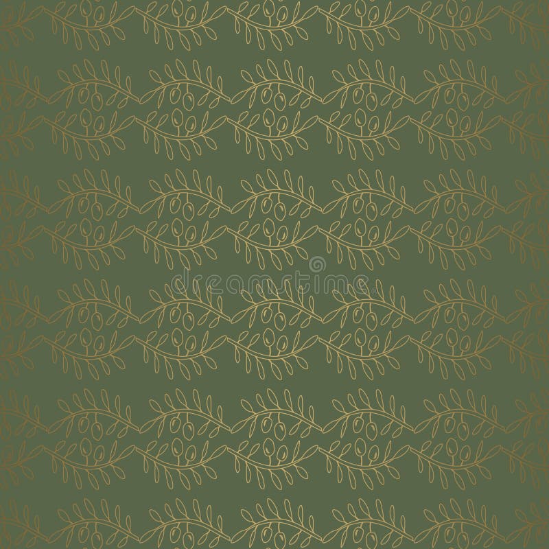 Olive Seamless Pattern Design in Green and Gold Color Stock Vector ...