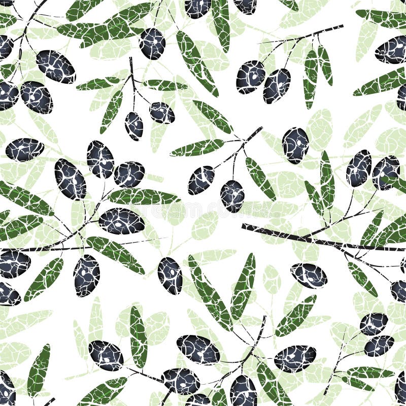 Olive Seamless Pattern stock vector. Illustration of design - 122039338