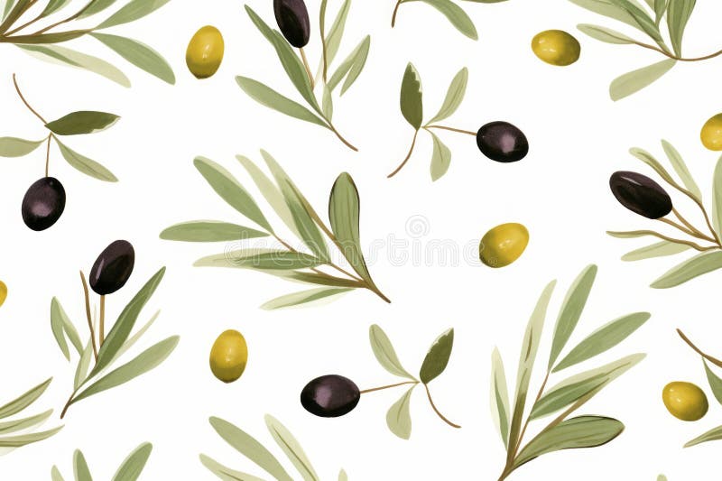 Olive Seed and Olive Leaves Pattern on White Background Stock Image ...