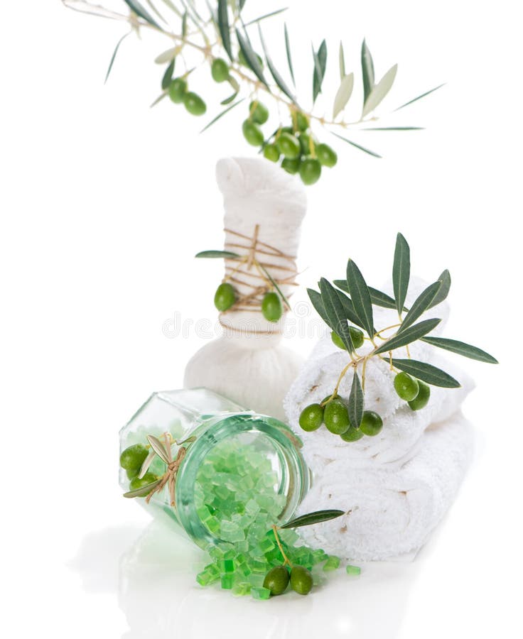 Olive spa set stock image. Image of fruit, white, aromatherapy - 43044527