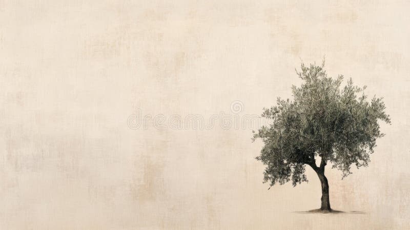 Olive Tree on Beige Textured Background Stock Illustration ...