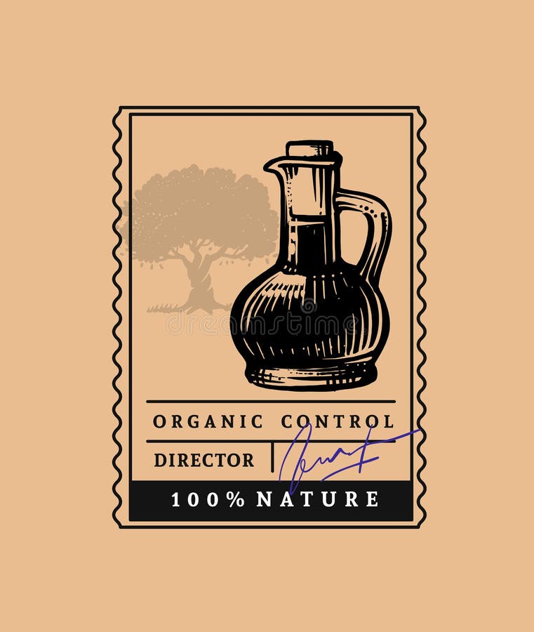 Olive Tree and Bottle Oil with Text Stamp Stock Vector - Illustration ...