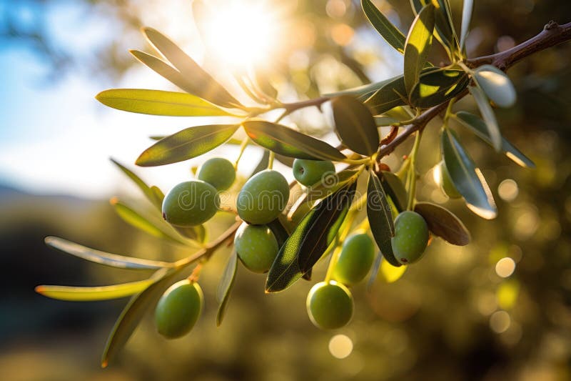 Olive Tree Branch in the Sun Banner Stock Illustration - Illustration ...