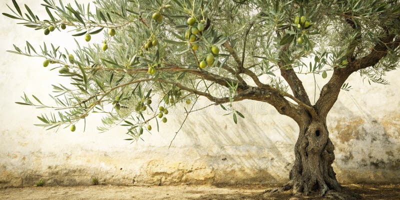 Olive Tree on Grunge Background Stock Illustration - Illustration of ...