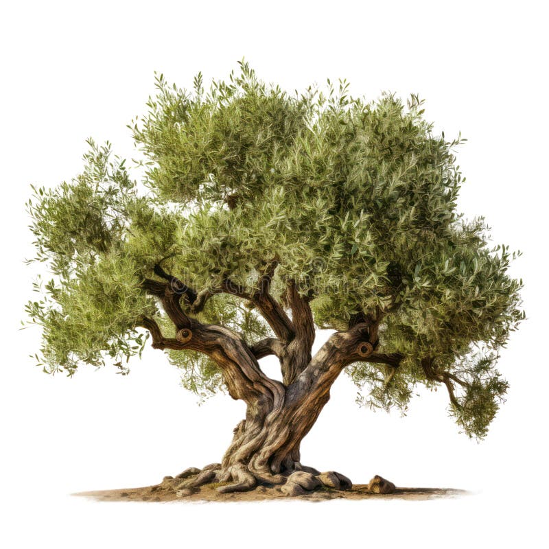Olive Tree Isolated on White Transparent Background, Green Foliage and ...