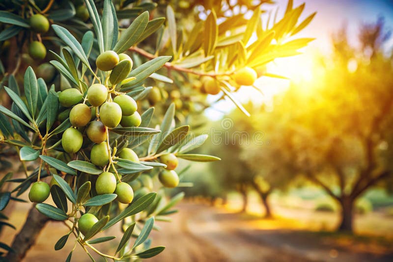 Olive Tree with Leaves â€ Vintage Agricultural Background Stock ...