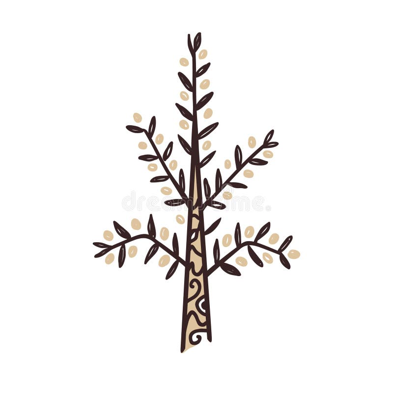 Olive Tree Silhouette Icon Vector Isolated with Gold and White. Naive ...