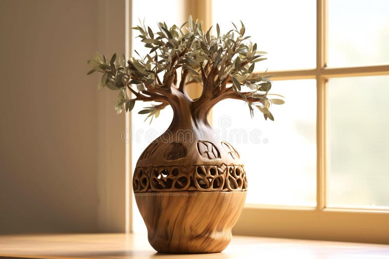 Olive Tree in Vase on Table Near Window, Interior Design Stock ...