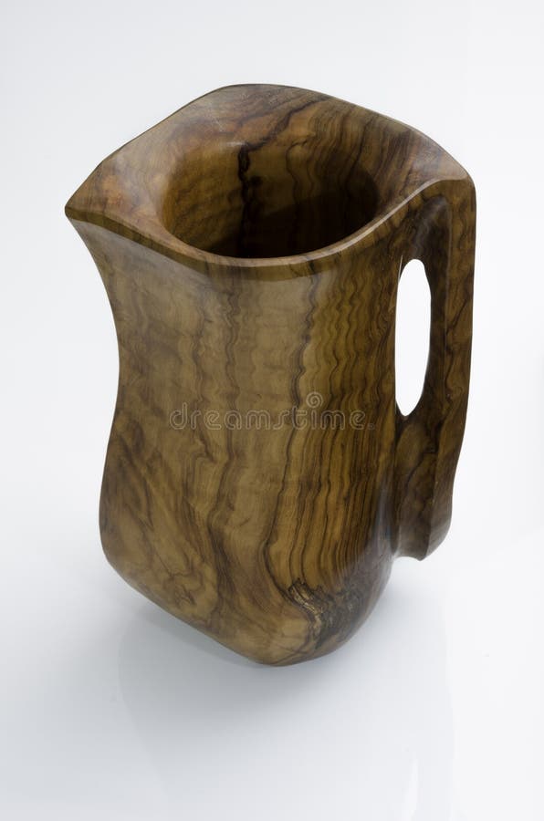 Olive Wooden Pitcher Over White Background. Stock Image - Image of ...