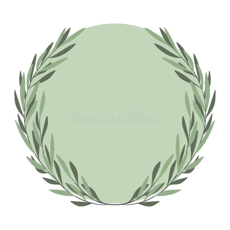 Olive Wreath Vector. Green Hand Drawing Round Frame. Olive Branches ...