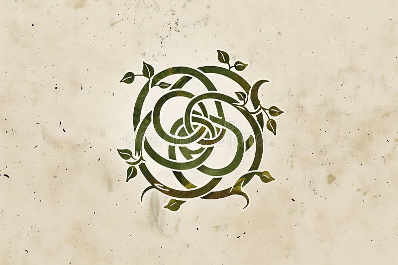 Celtic Knotwork Design Olive Green Vines, Leaves, Circular Pattern ...