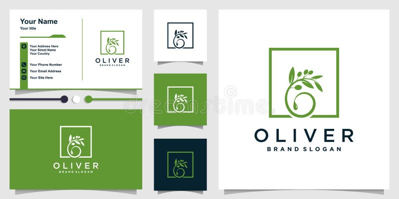 Oliver Logo with Creative Abstract Concept and Business Card Design ...
