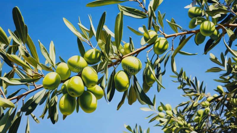 Olives on a Branch Olive Tree Branch Stock Illustration - Illustration ...