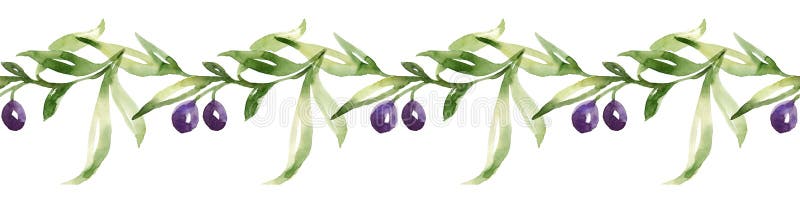Olives Branches (olive Tree). Seamless Border Stock Photo - Image of ...