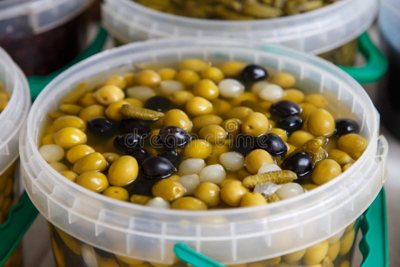 Olives in Conserve in a Pot Stock Photo - Image of food, fruit: 57391594