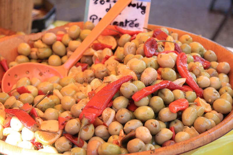 Olives at a French market stock photo. Image of life - 38171270