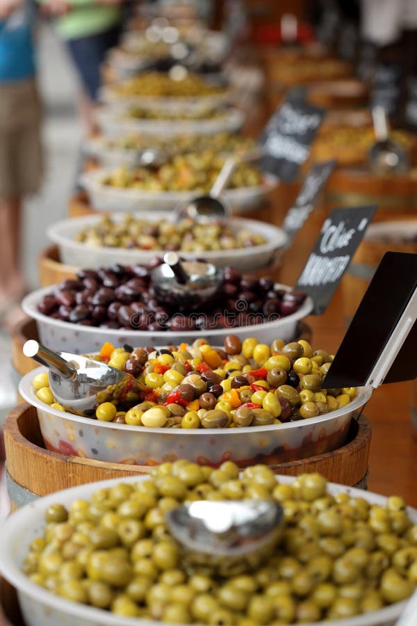 Olives on a French Market Stall Stock Photo - Image of organic ...