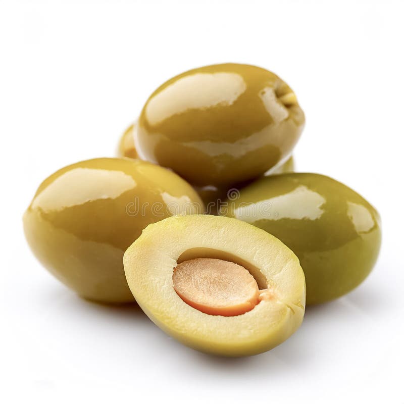 Olives Fruit, Peeled or Cut on a Natural White Stock Photo - Image of ...