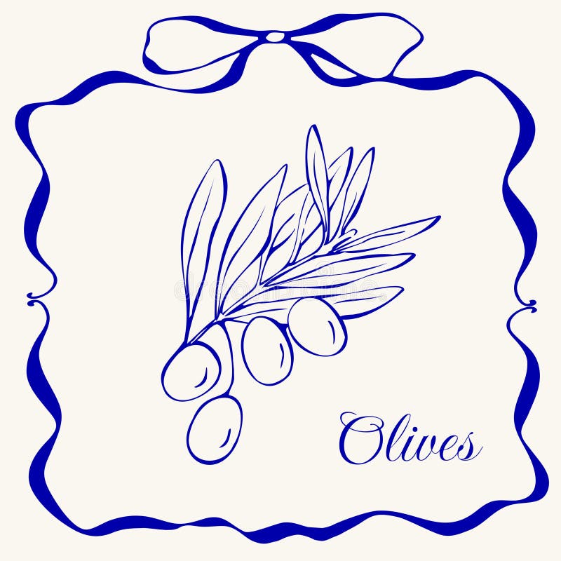 Olives Line Sketches Mediterranean Sea Stock Illustration ...