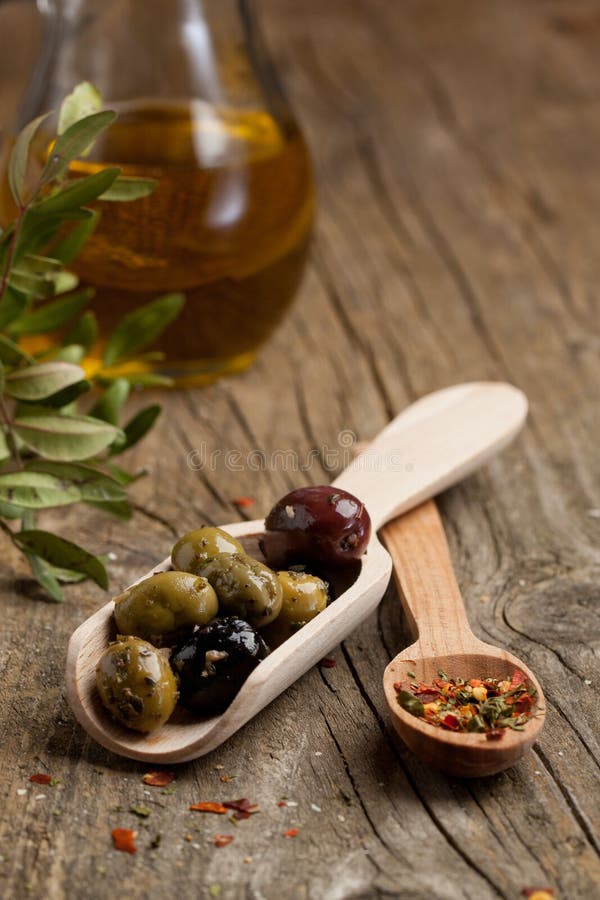 Olives with Olive Oil and Spices Stock Photo - Image of spain, season ...