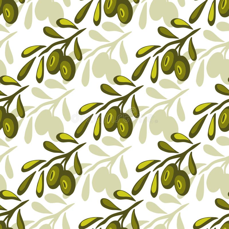 Olives Seamless Pattern Vector Olive Branch Background. Hand Drawn ...