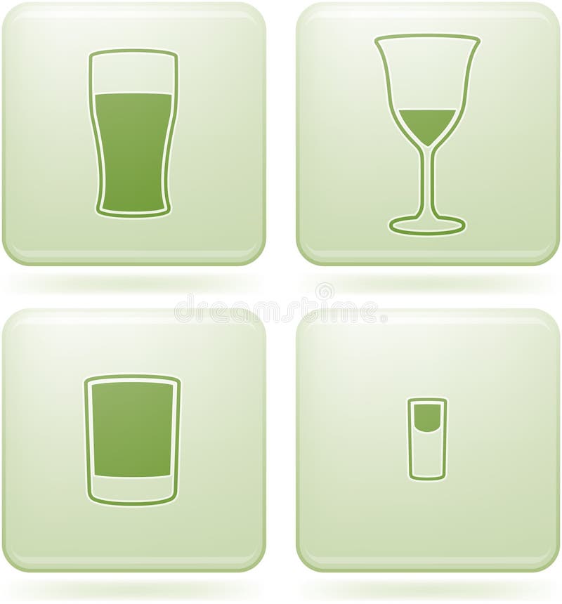 Olivine Square 2D Icons Set: Alcohol Glass Stock Vector - Illustration ...