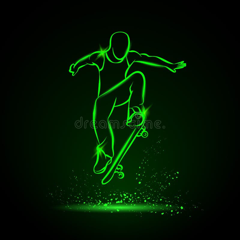 Ollie by skateboarder guy. stock vector. Illustration of luminescent ...