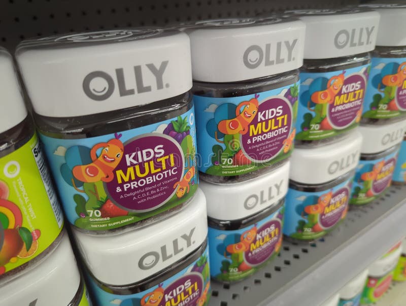 Olly Brand Chewable Vitamin Bottles Probiotic Multi Kids Stock Photos ...