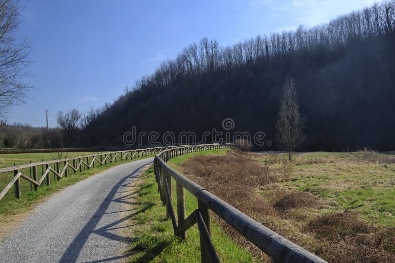 Olona Valley Italy, Bicycle Path Stock Photo - Image of wood, italy ...