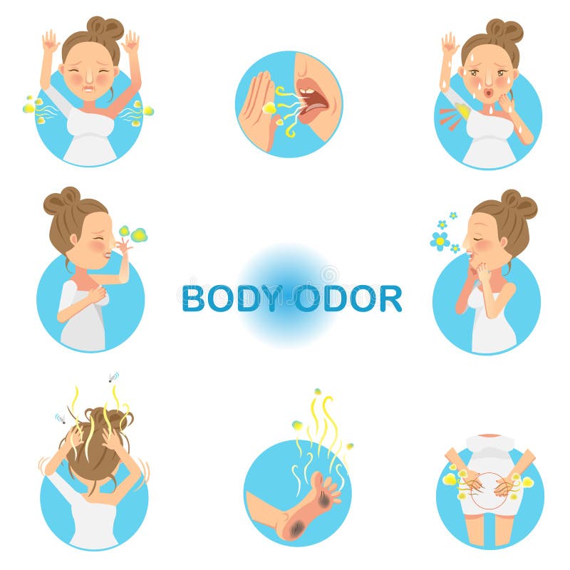 Hombre Con Problema Del Olor Corporal Ilustración del Vector ...