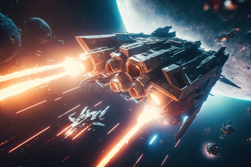 Olorful Space Combat in Unreal Engine 5 Stock Illustration ...