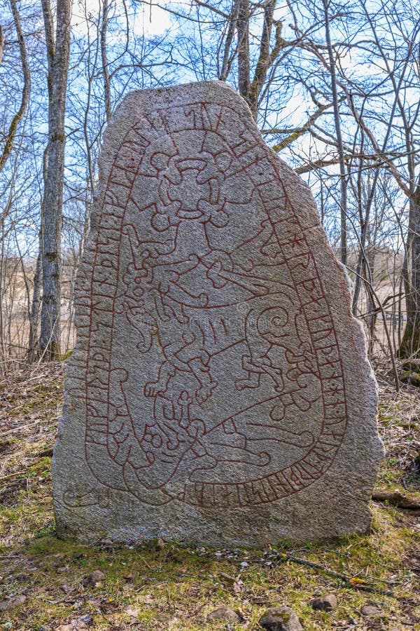 Olsbrostenen a Runestone from the Viking Age Stock Photo - Image of ...