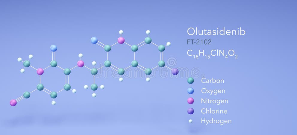 Olutasidenib Molecule, Molecular Structures, Anticancer Medication 3d ...