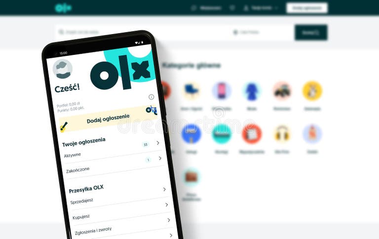 Olx Mobile App on Smartphone in Front of Desktop Screen with Website ...