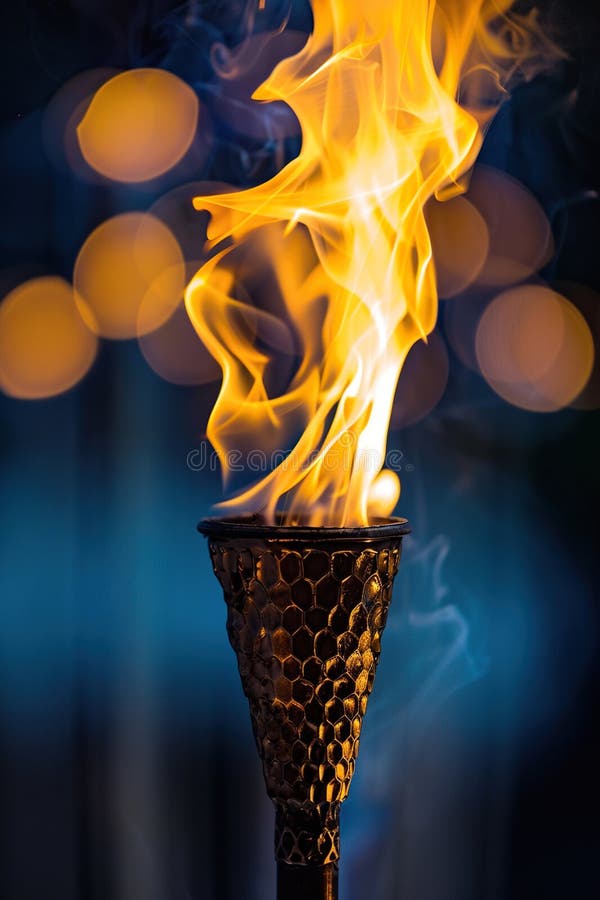 Olyimpic Fire Torch Burning. Generative Ai Stock Photo - Image of ...
