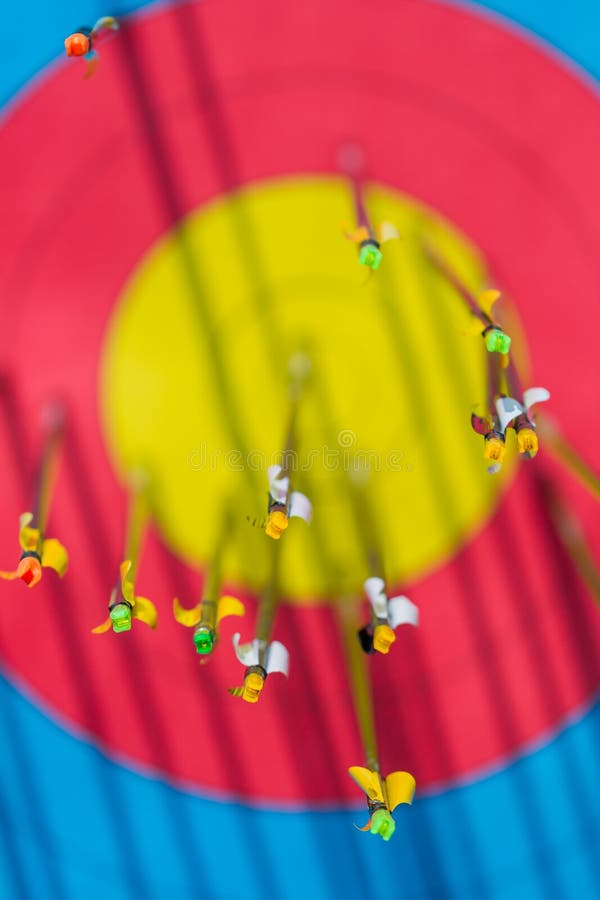 Close Up of Olympic Archery Arrows and Their Shades in an Archery Paper ...