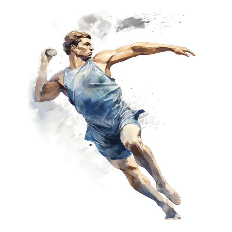 Olympic Athlete in a Discus or Javelin Throw Pose Illustration Stock ...