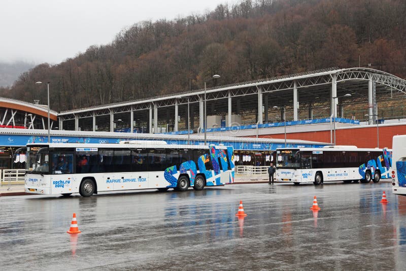 Olympic buses editorial photography. Image of city, krai - 38425652