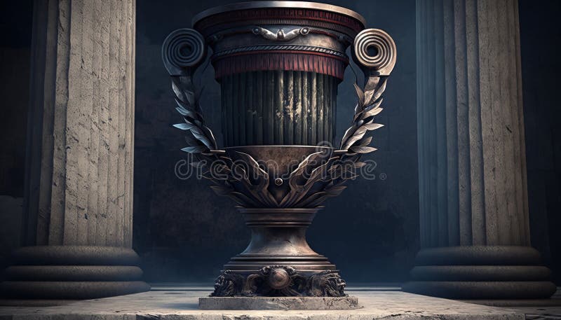 Olympic Cup Winner with Columns. Generative AI. Stock Illustration ...