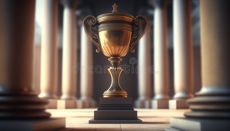 Olympic Cup Winner with Columns. Generative AI. Stock Illustration ...