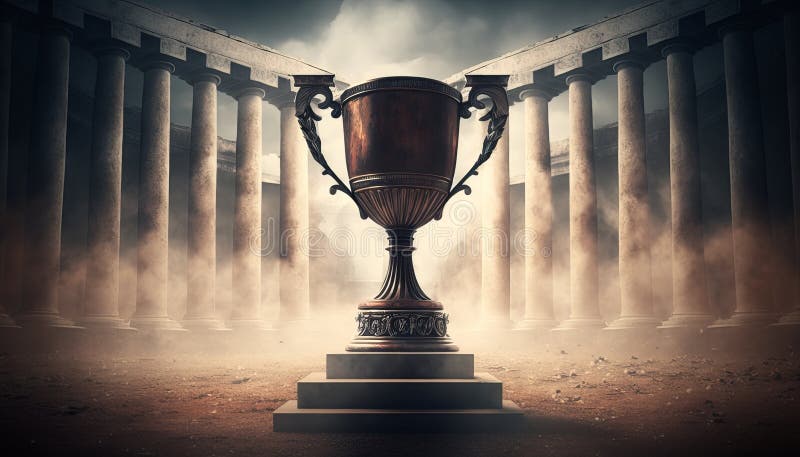 Olympic Cup Winner with Columns. Generative AI. Stock Illustration ...