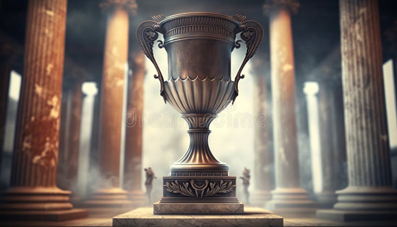 Olympic Cup Winner with Columns. Generative AI. Stock Illustration ...