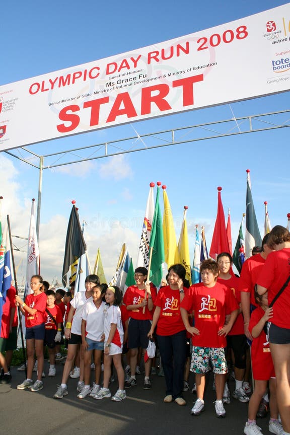 Olympic Day Run Starting Line Editorial Stock Photo - Image of blue ...
