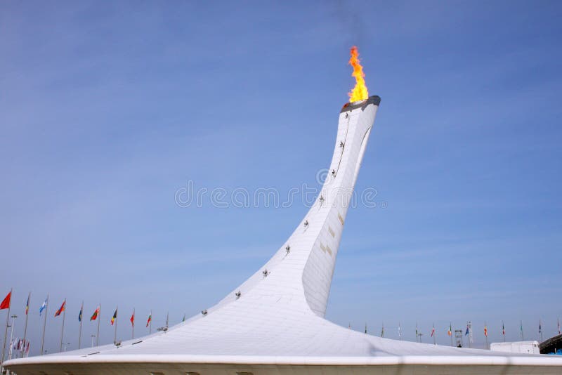 Olympic fire in Sochi editorial stock photo. Image of games - 38370473